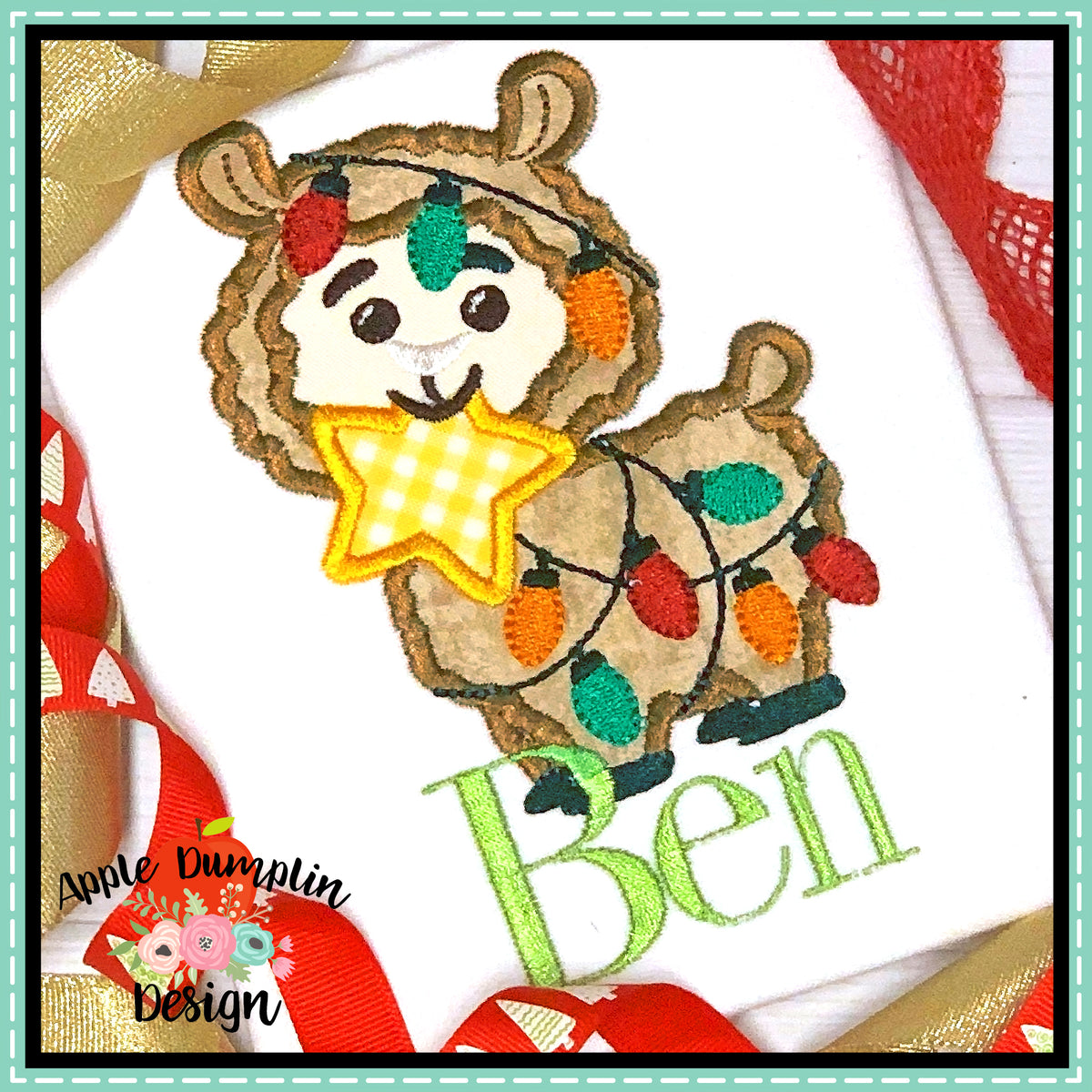 Llama with Star Applique Design – Apple Dumplin Design