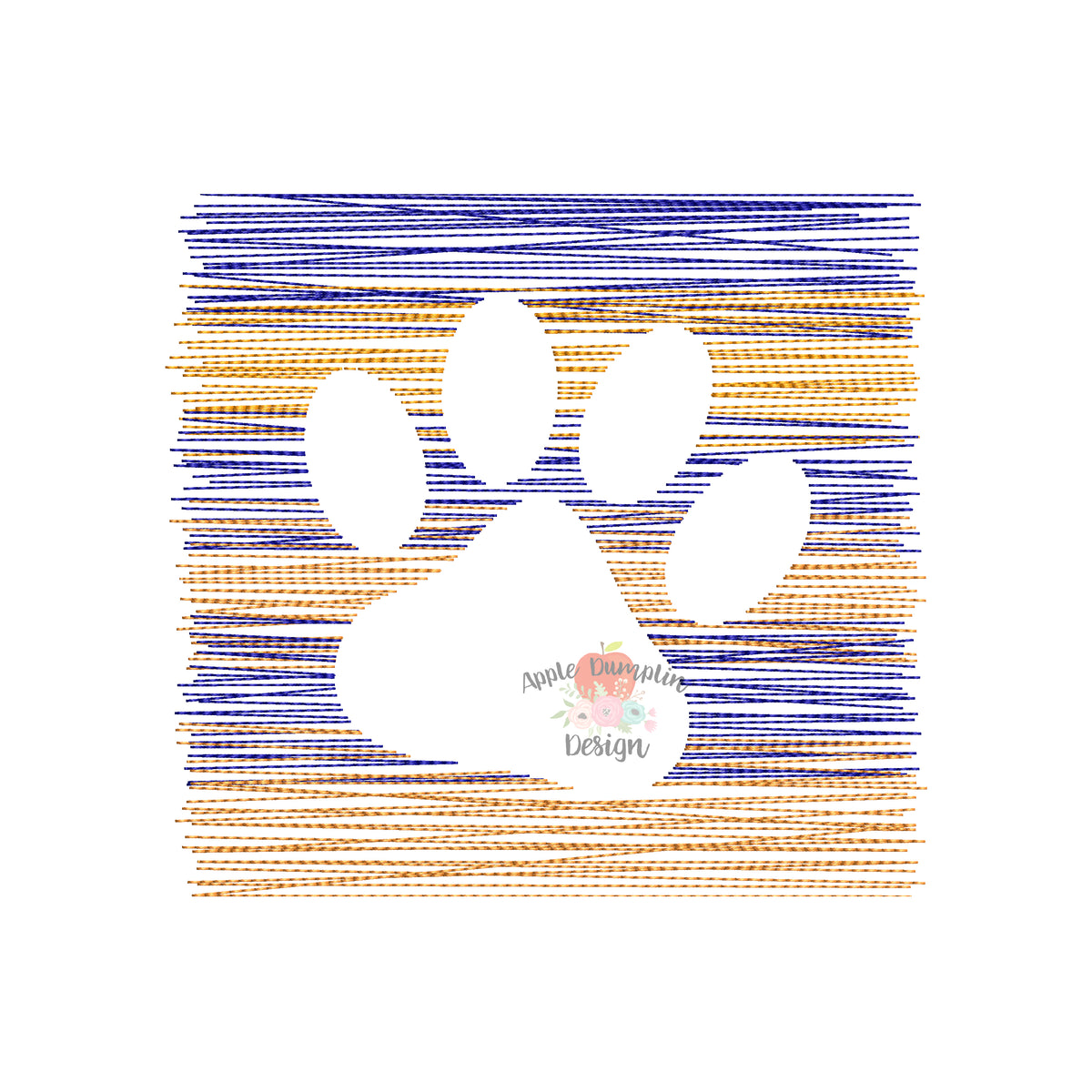 Shadow Scribble Paw Print Mascot Embroidery Design – Apple Dumplin Design