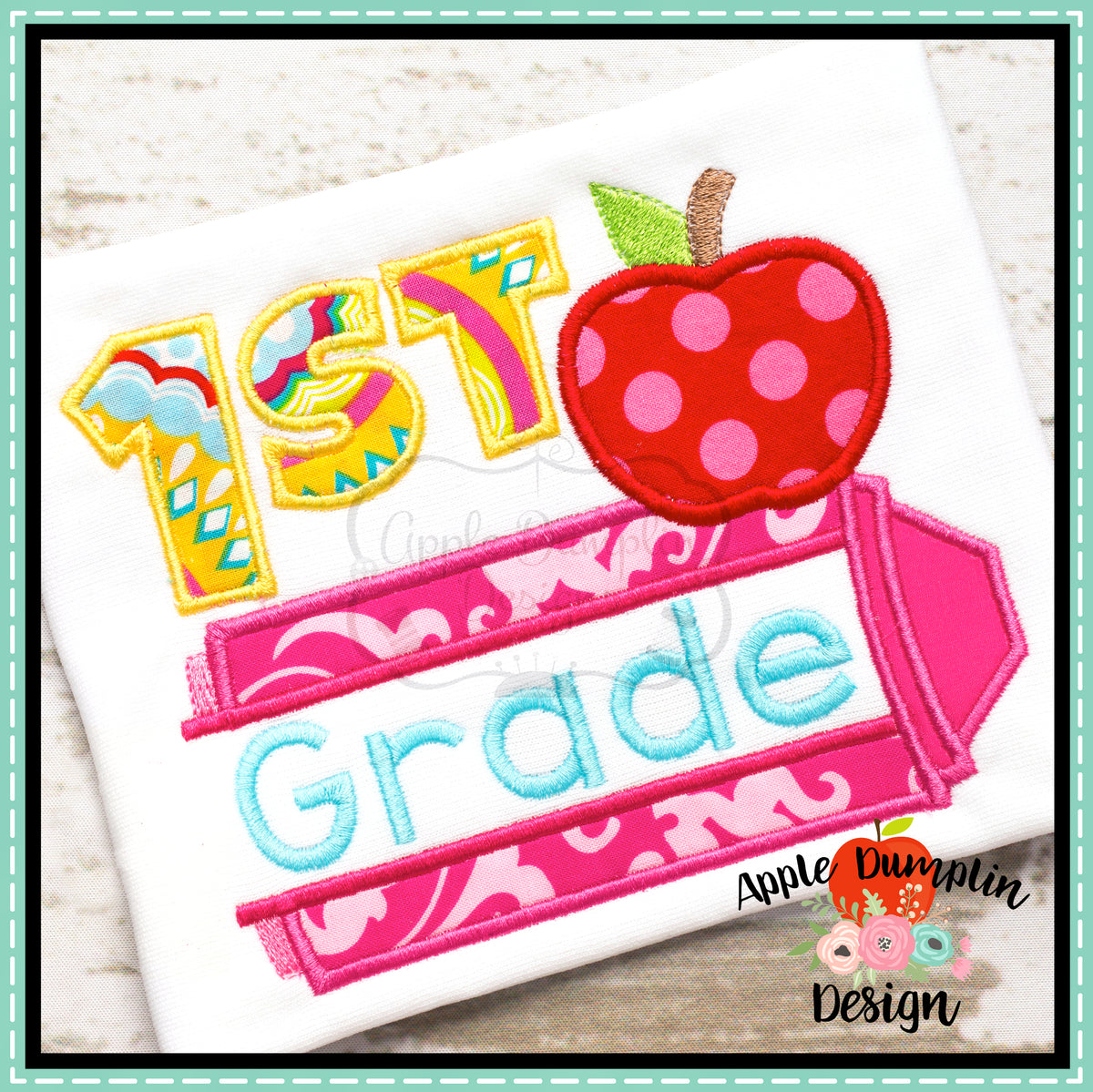 1st Grade Crayon Applique Design – Apple Dumplin Design