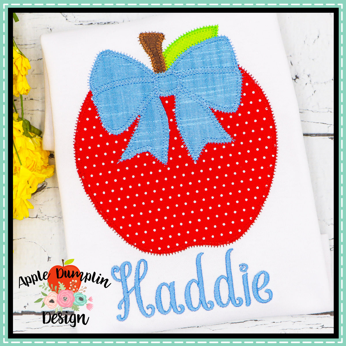 Apple with Bow Zigzag Applique Design – Apple Dumplin Design