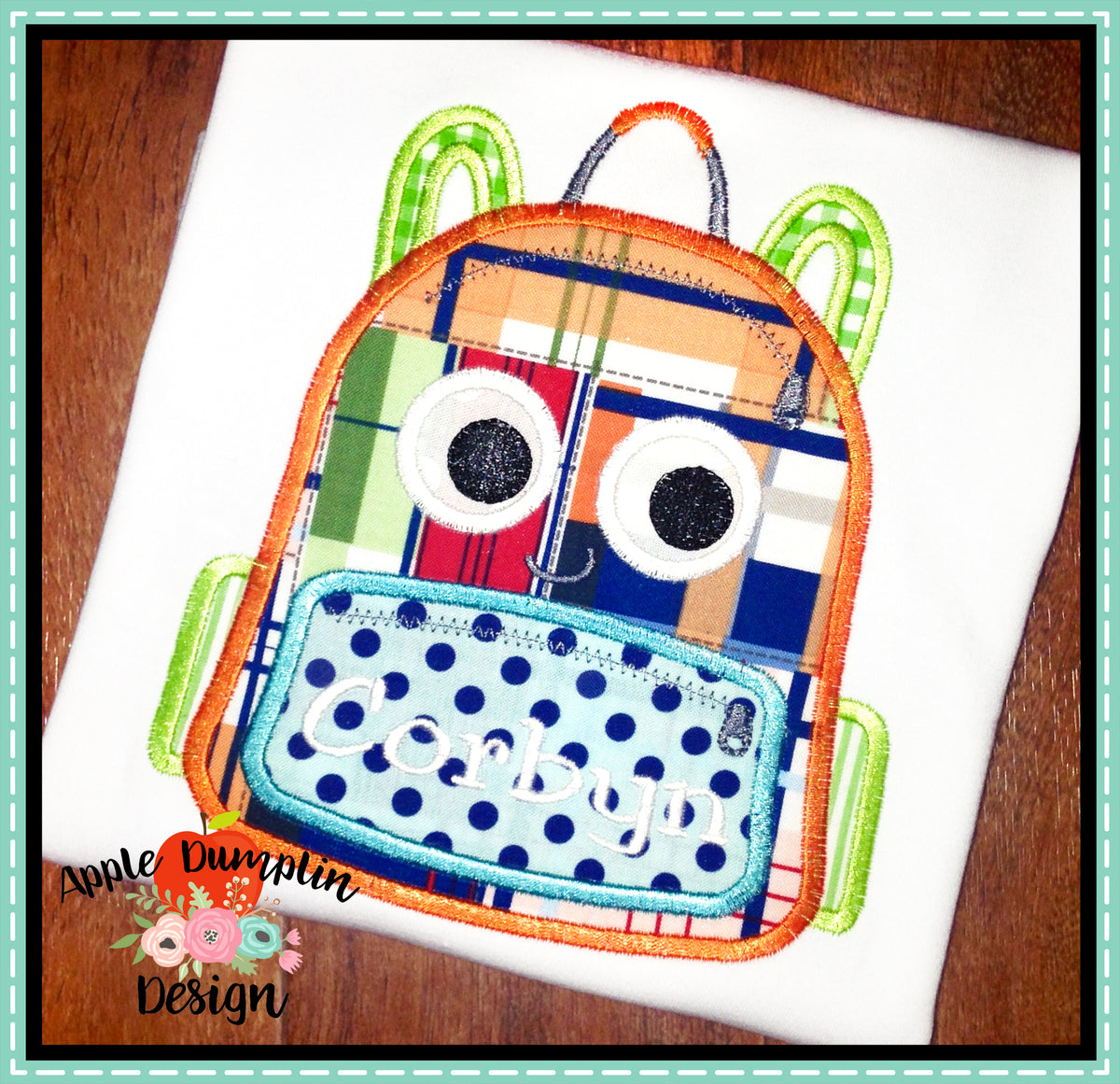 Backpack with Eyes Applique Design – Apple Dumplin Design
