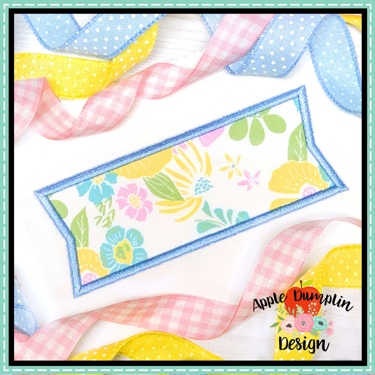 Name Tag Banner 2 Satin Applique Design – Apple Dumplin Design
