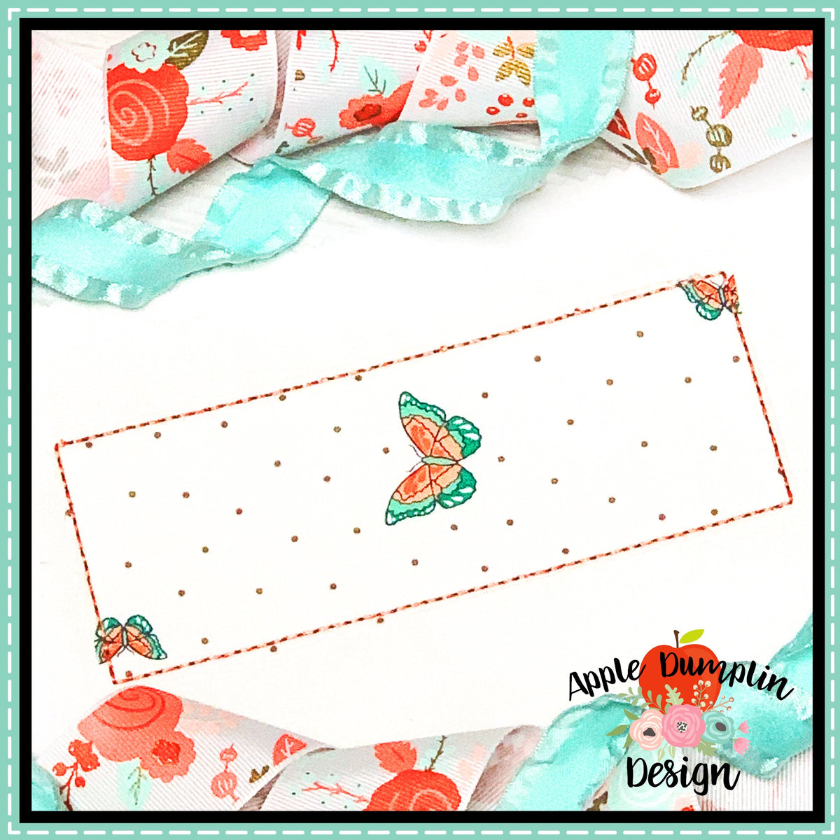 Name Tag Banner Bean Stitch Applique Design – Apple Dumplin Design