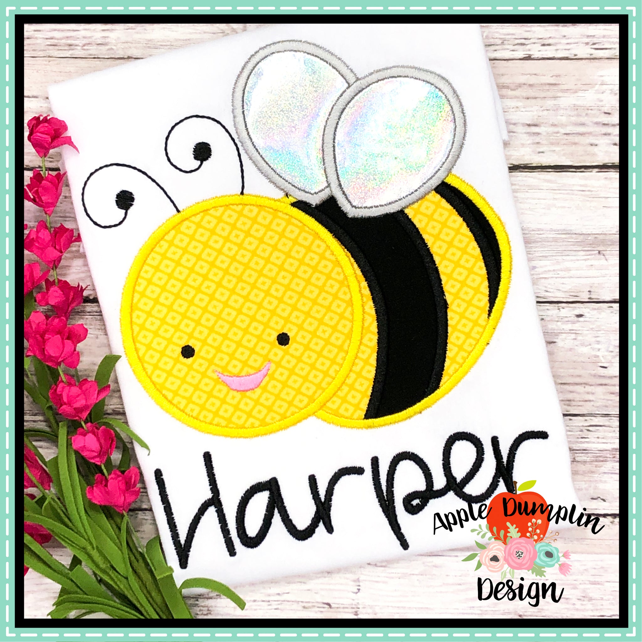 Bee Applique Design – Apple Dumplin Design