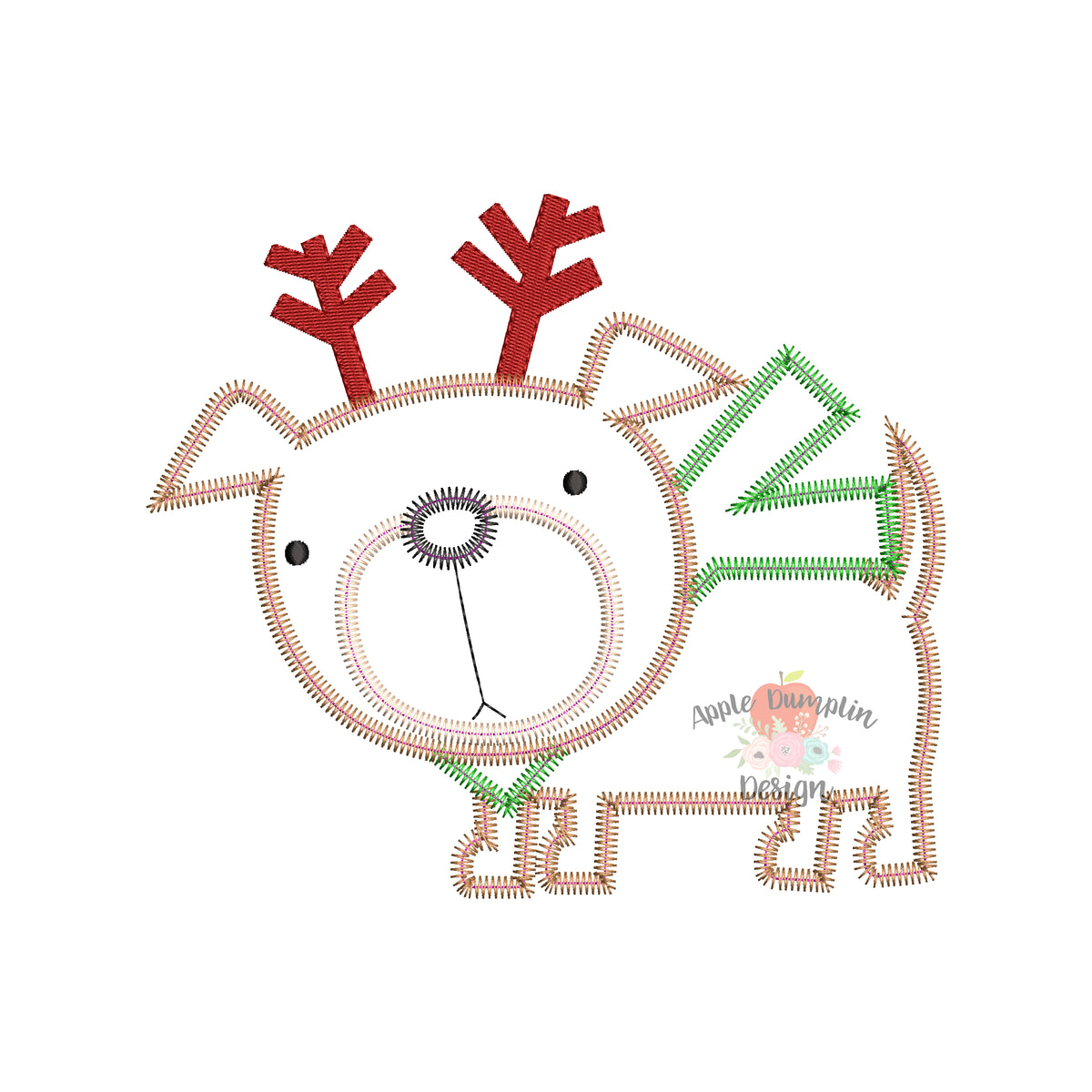 Christmas Dog Zigzag Applique Design – Apple Dumplin Design