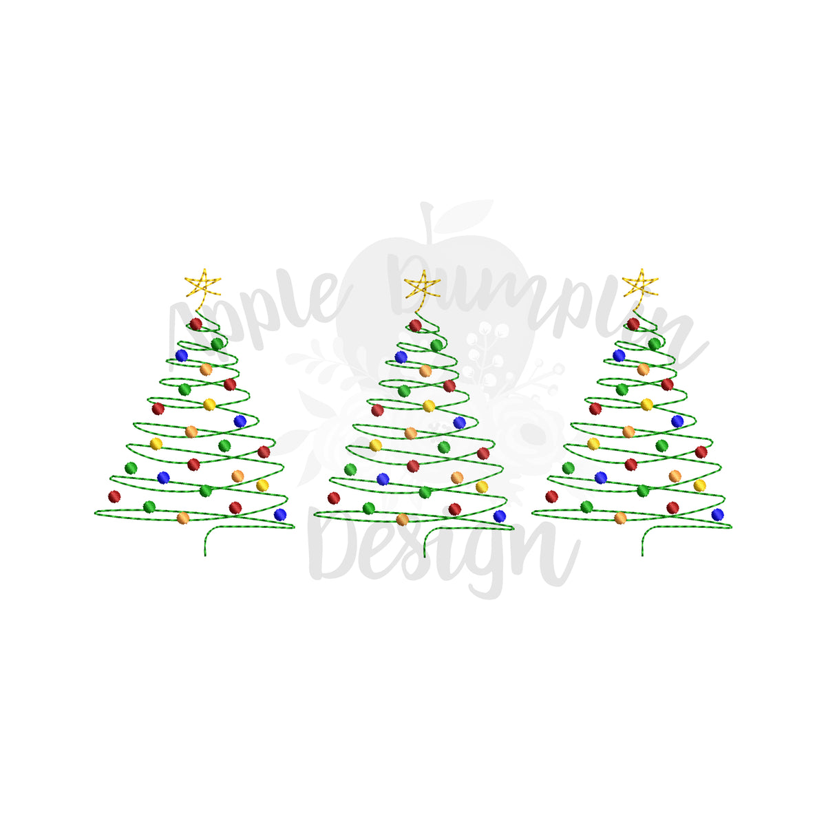 Christmas Tree Trio Embroidery Design – Apple Dumplin Design
