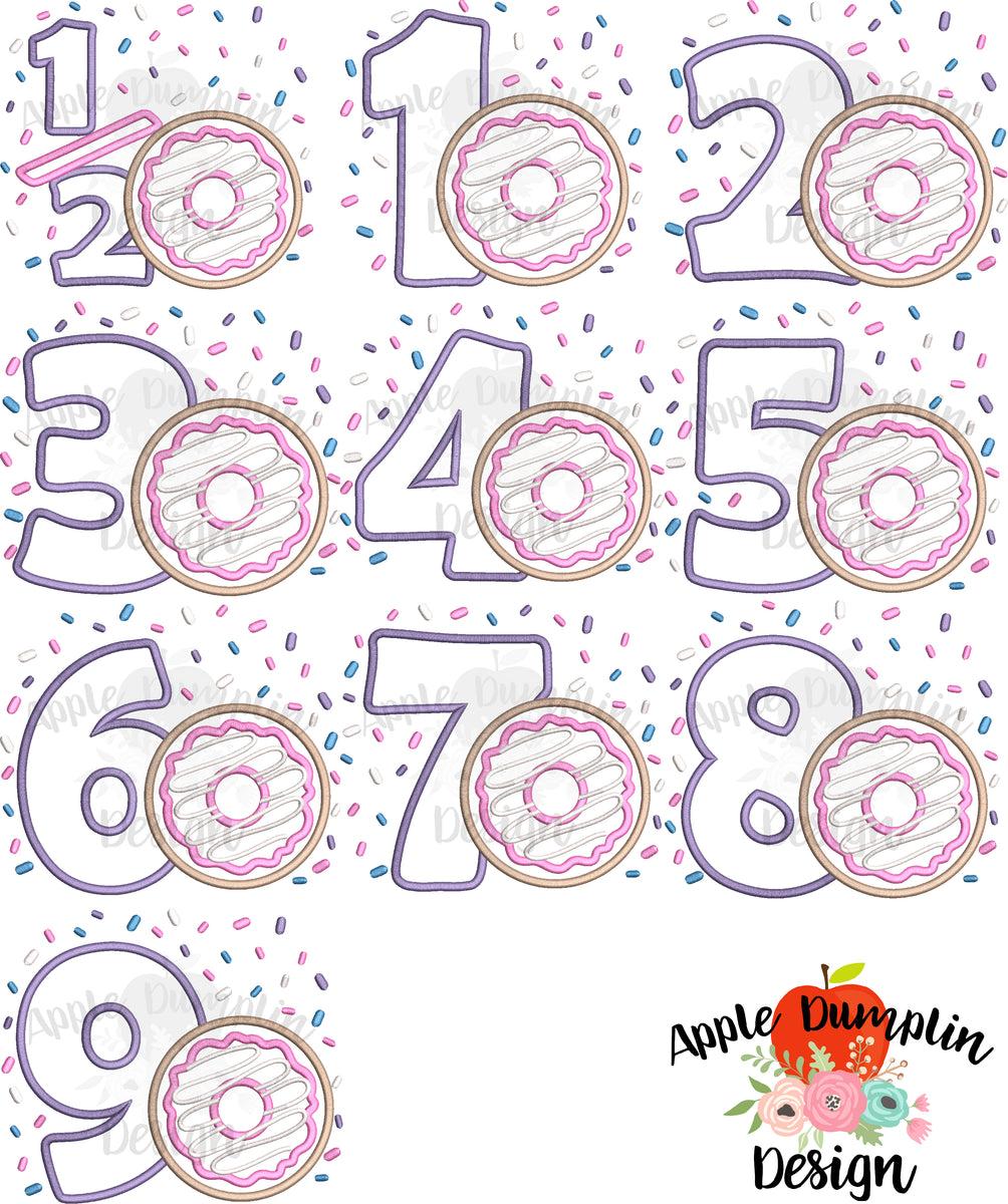 Donut Number Applique Set – Apple Dumplin Design