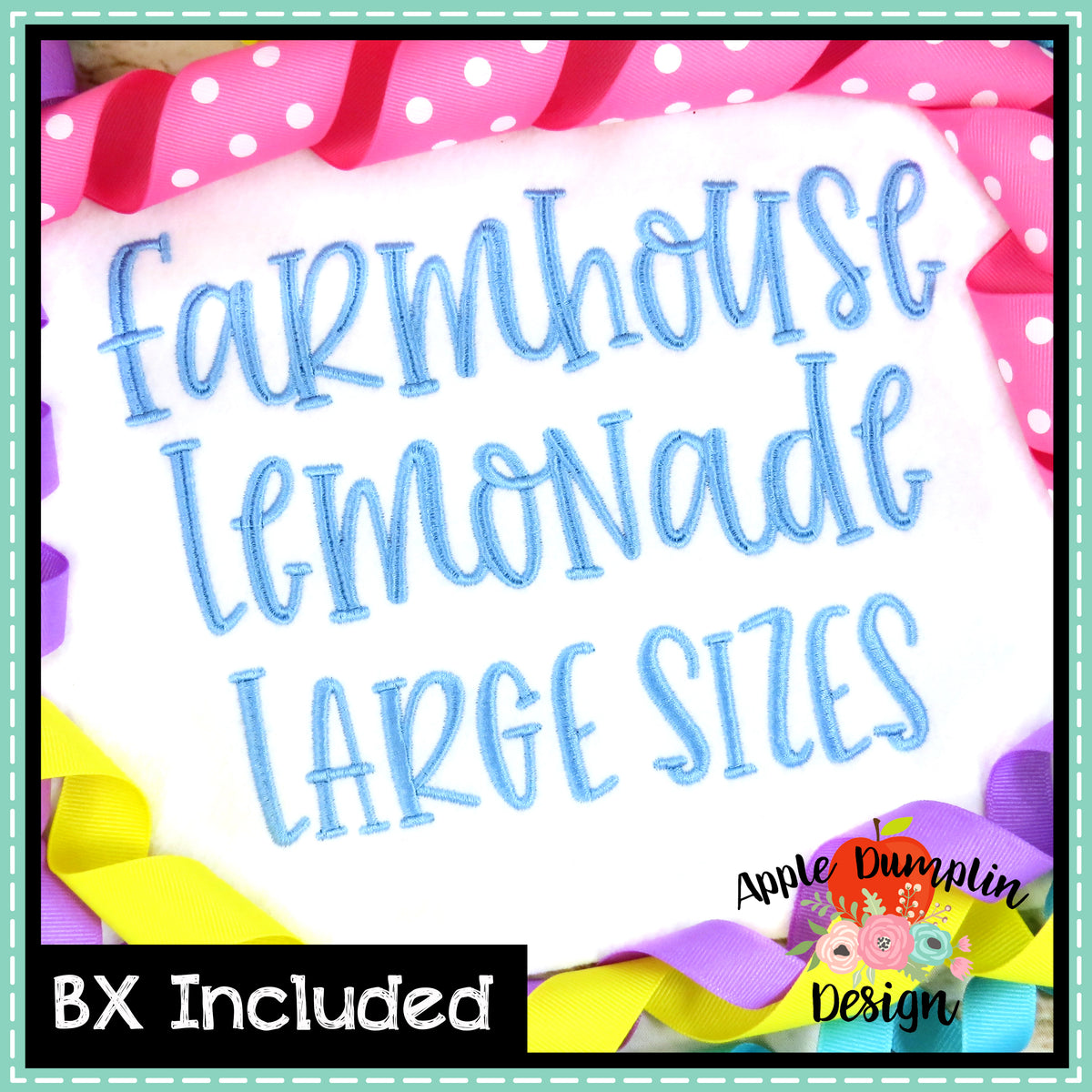 Farmhouse Lemonade Large Sizes Embroidery Alphabet – Apple Dumplin Design
