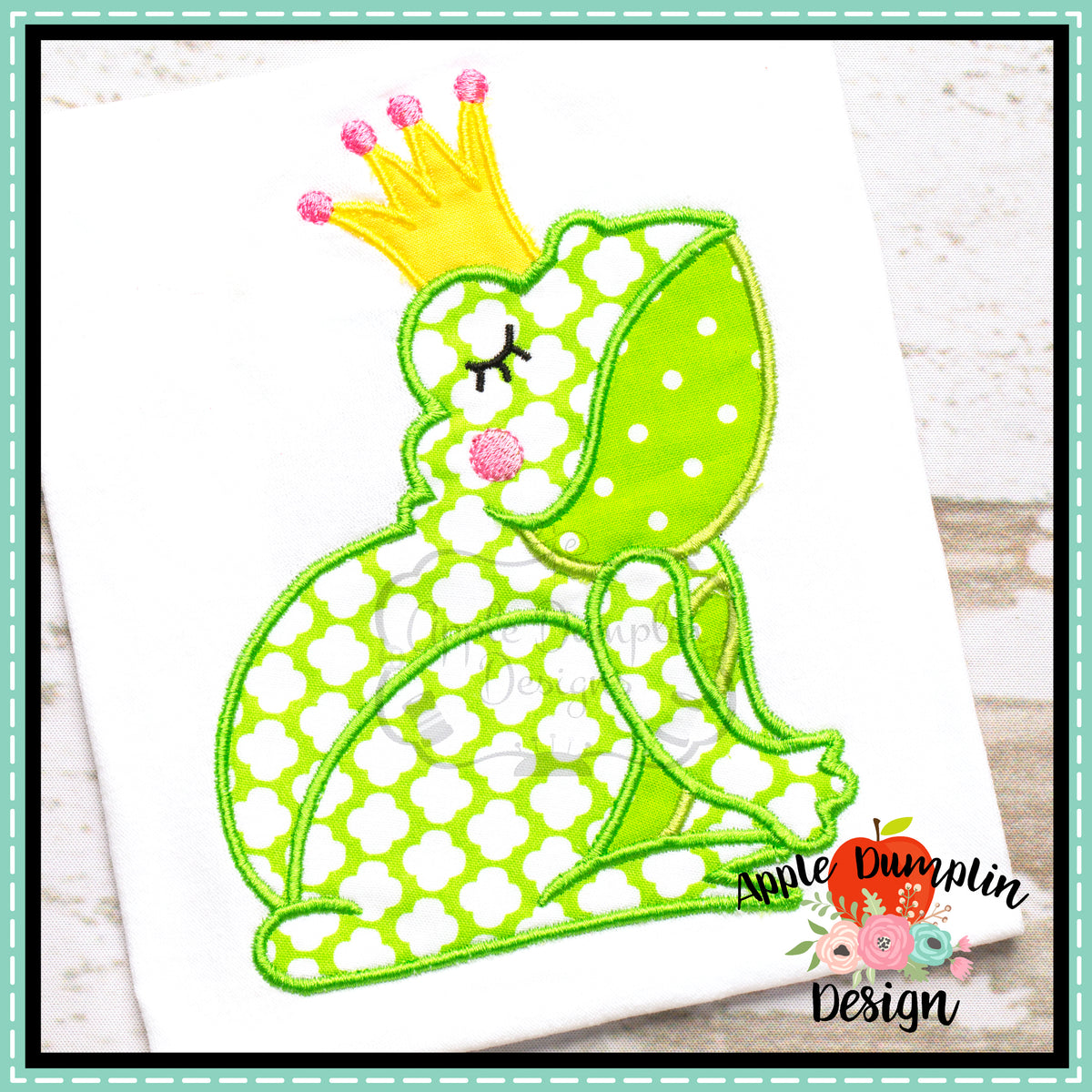 Frog with Crown Applique Design – Apple Dumplin Design