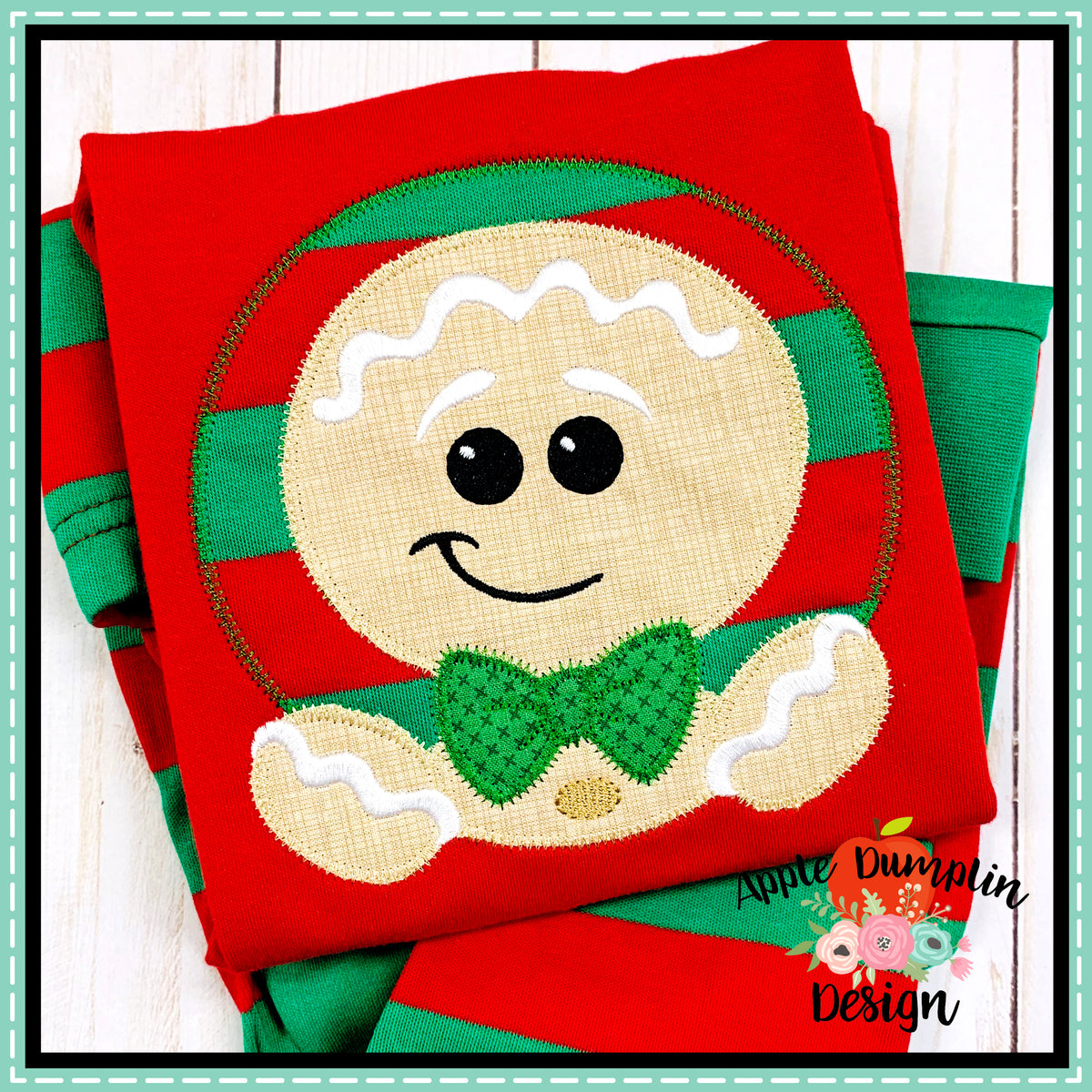 Gingerbread Man Circle Zigzag Applique Design – Apple Dumplin Design