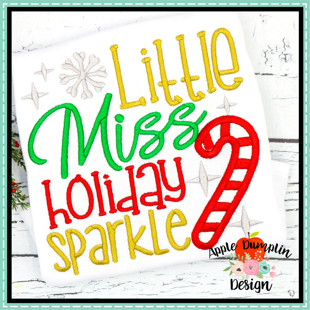 Little Miss Holiday Sparkle Applique Design – Apple Dumplin Design