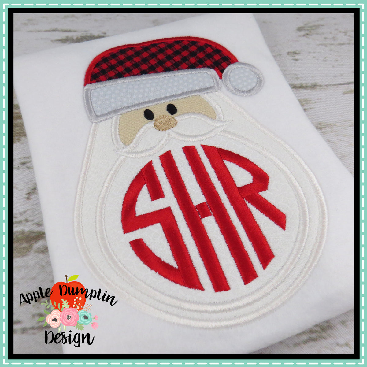 Santa Face for Monogram Applique Design – Apple Dumplin Design