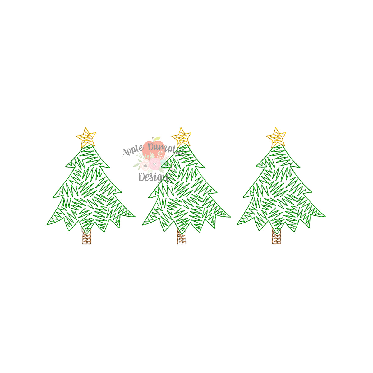 Scribble Christmas Tree Trio Embroidery Design – Apple Dumplin Design