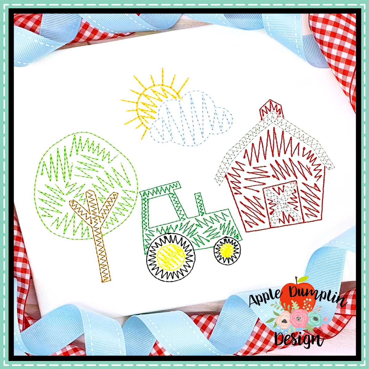 Scribble Farm Embroidery Design – Apple Dumplin Design