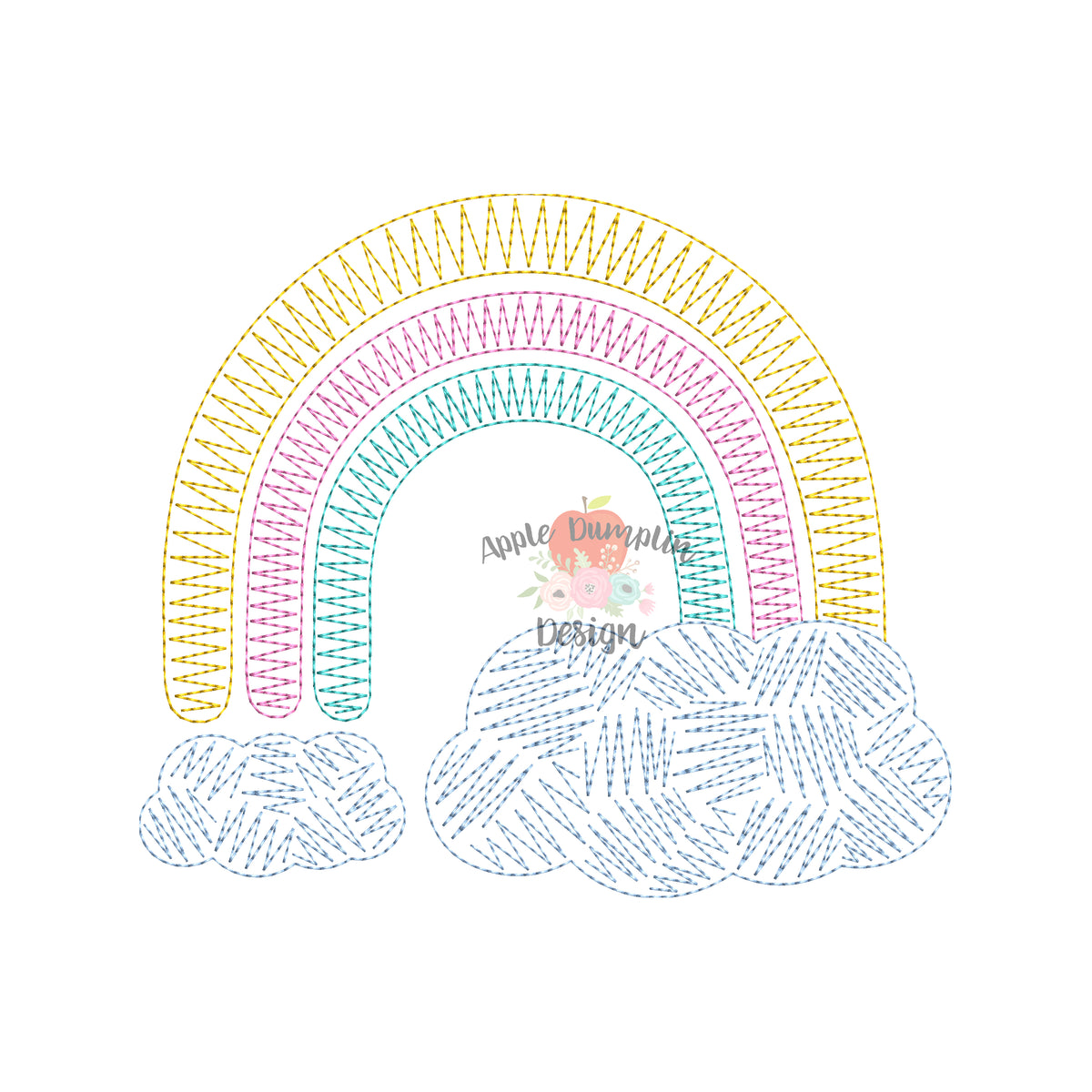 Scribble Rainbow Embroidery Design – Apple Dumplin Design