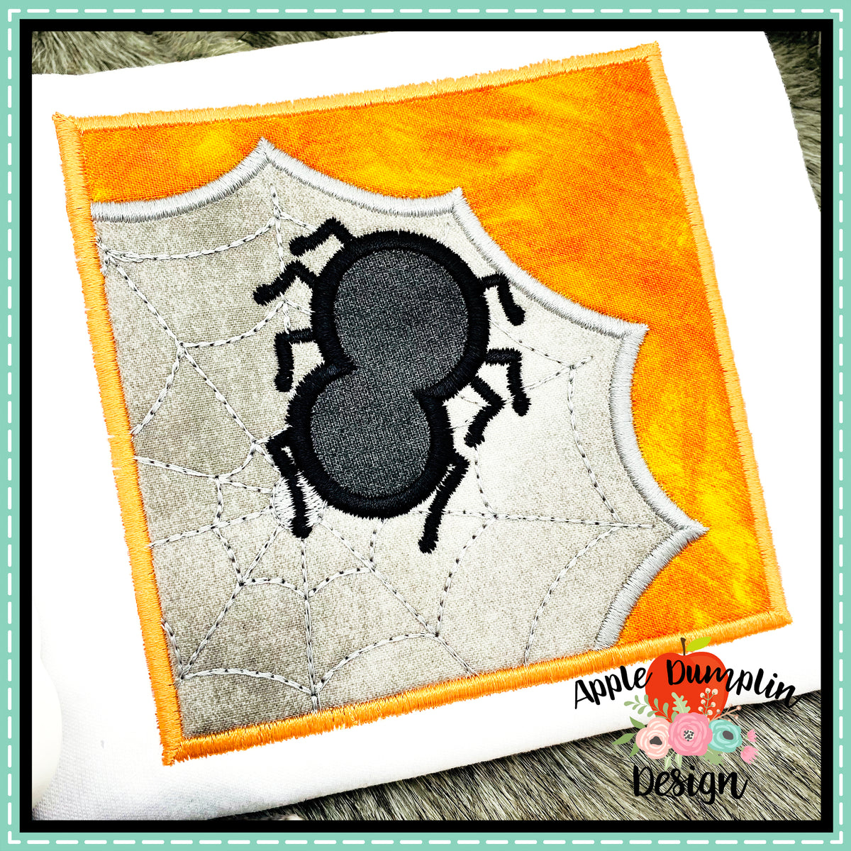 Web and Spider Square Applique Design – Apple Dumplin Design