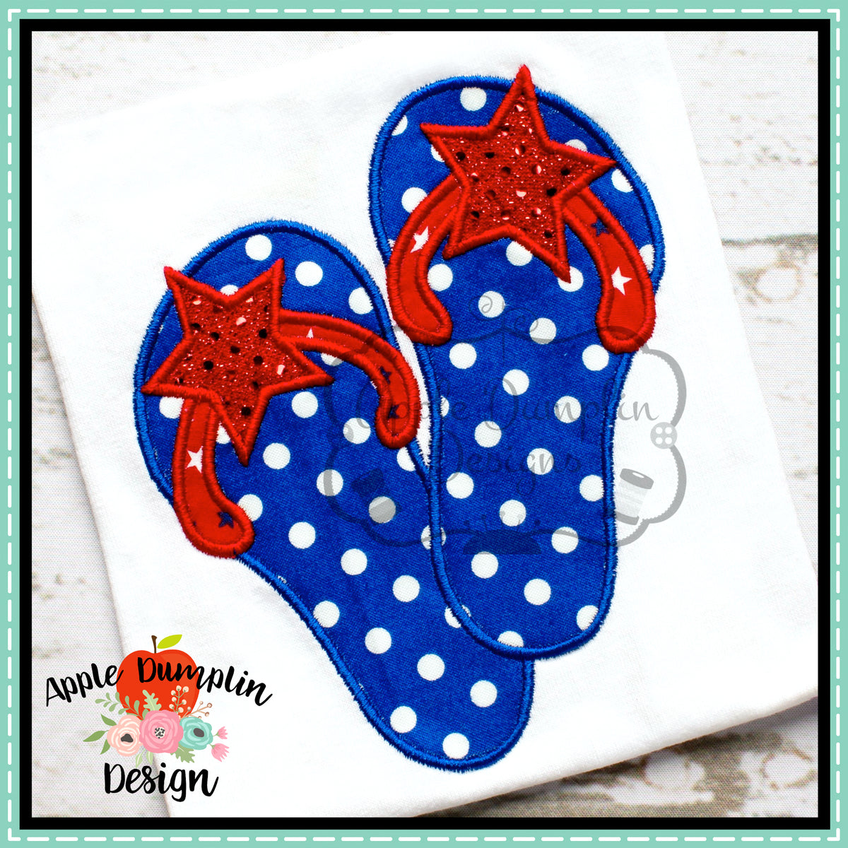 Star Flip Flops Applique Design – Apple Dumplin Design
